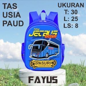 Jual BASURI JETBUS Tas Sekolah Anak Ransel PAUD TK Karakter Bus ukuran ...