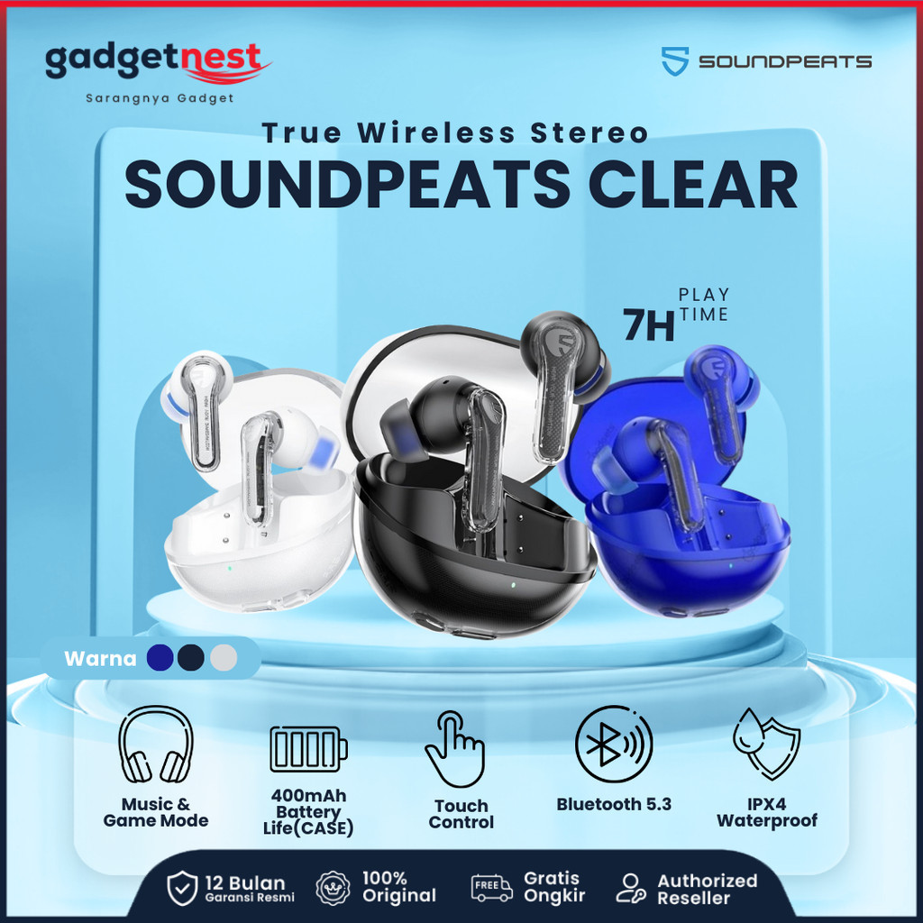 Jual SoundPEATS Clear TWS Earbuds Bluetooth TWS BT 5.3 Sound PEATS ...