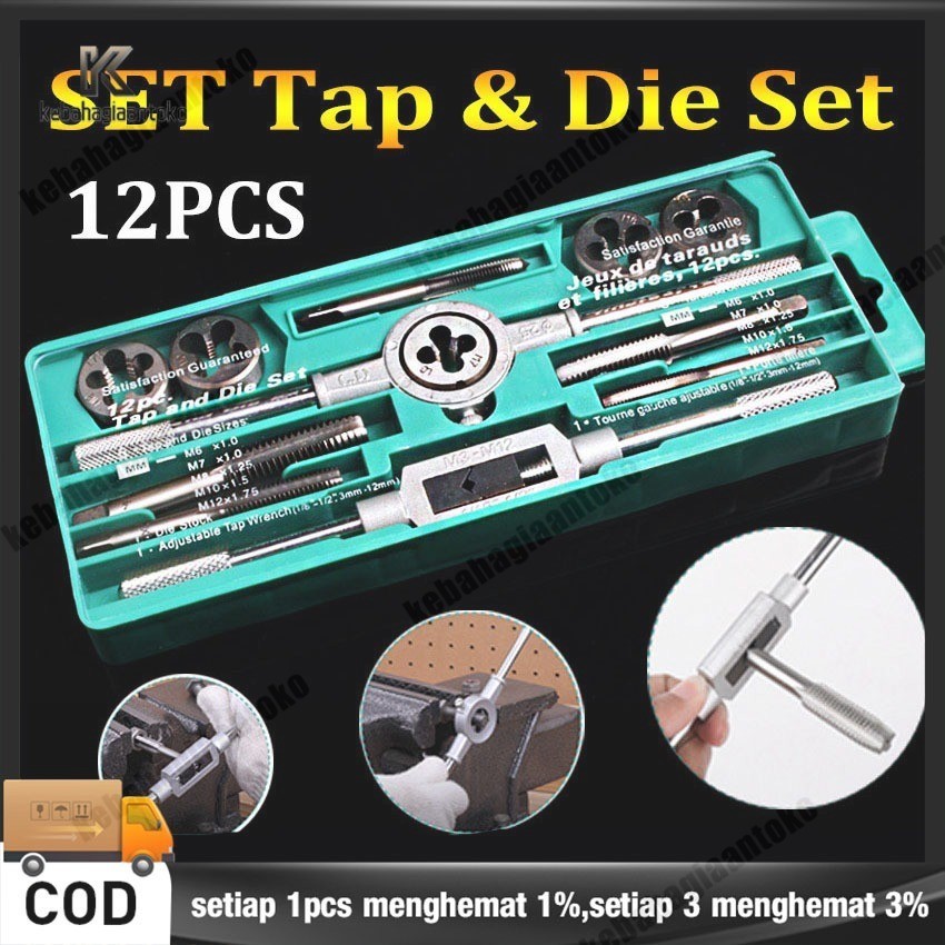 Jual Tap Die Set 12 20 pcs Alat Snai dan Tap Ulir Dart Mur Baut Alat ...