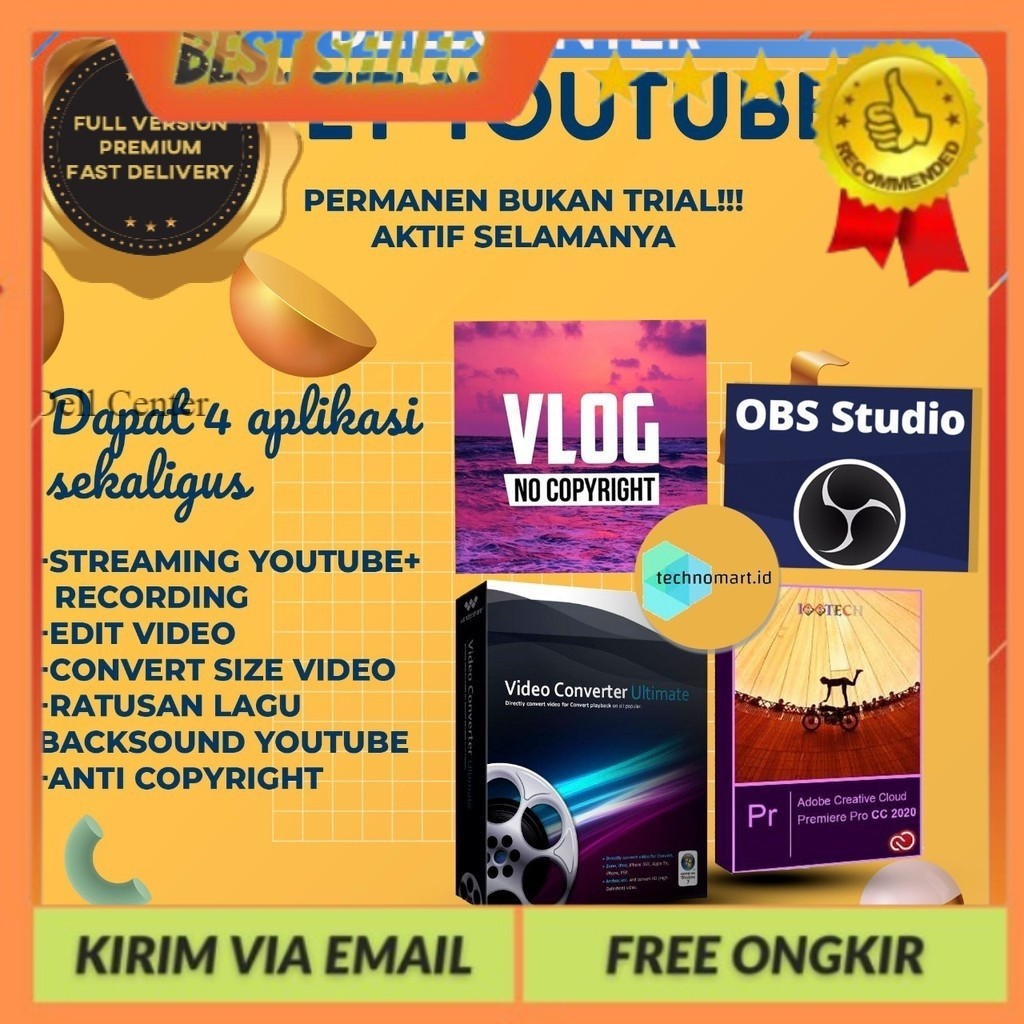Jual Beli 2 Gratis 1 Paket Aplikasi Youtuber Premiere - OBS Studio Streaming + Video Converter ...