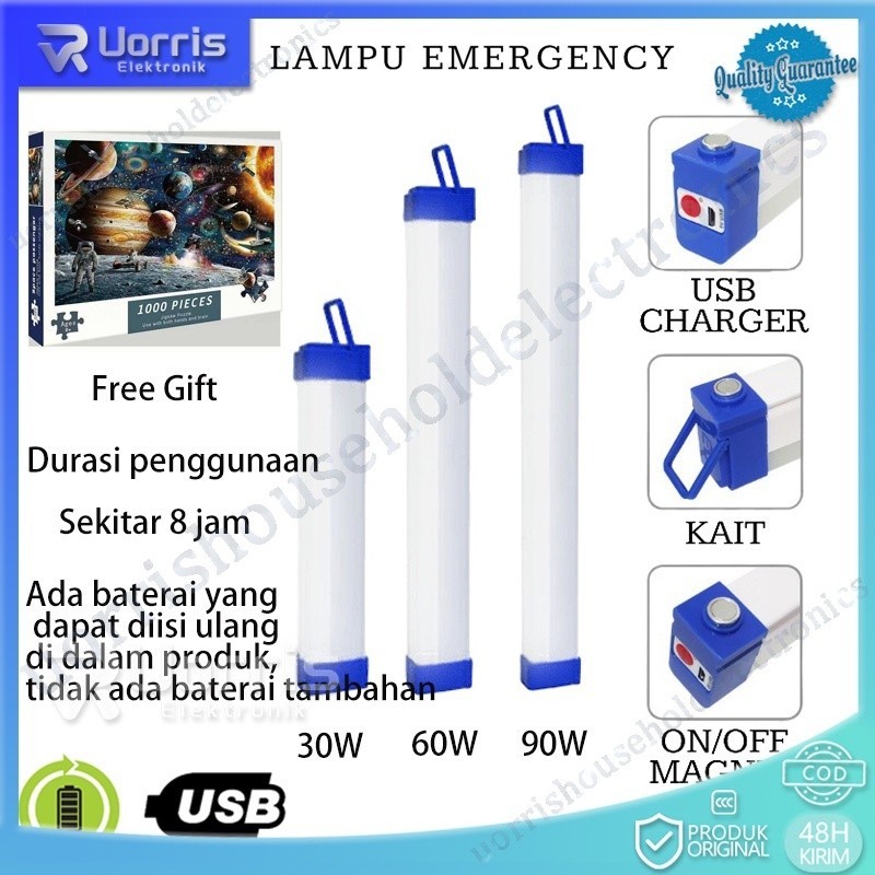 Jual lampu neon led panjang T7 usb bolam let portable emergency lamp darurat mati lampu lid ...