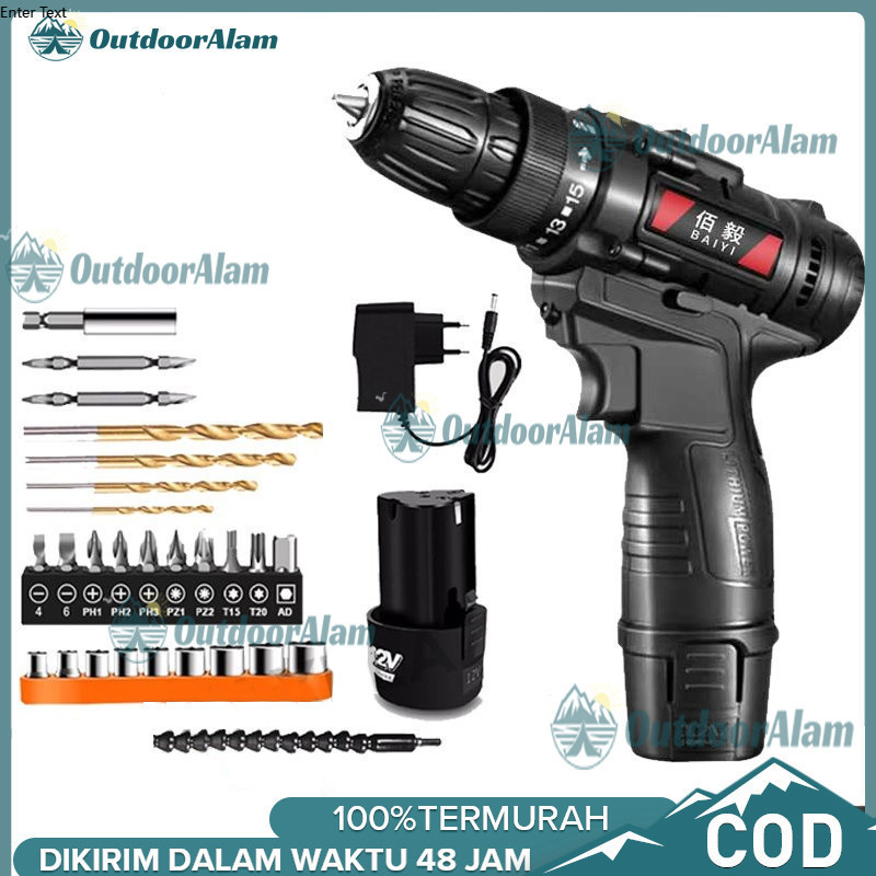 Jual Bor Listrik Murah 12V /Bor Listrik/Beton Besi Kayu Dengan Box Set ...