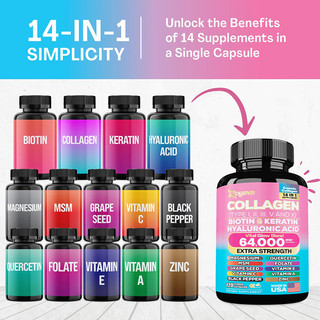 Jual Zoyava Collagen 14-in-1 / 64,000MCG Capsules with Biotin Anti ...