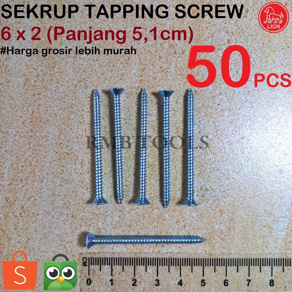 Jual 6x2 Sekrup Tapping FH Verseng Panjang 5.1cm #6 / Skrup Tapping FH ...
