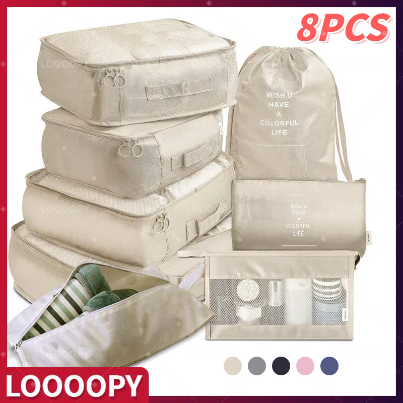 Jual LOOOOPY 8pcs/Set Tas Travel Organizer Storage Bag /Tas Koper Polos ...