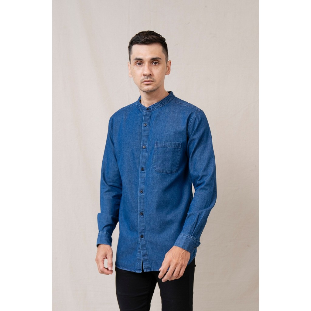 Jual HL MEN Denim Koko Long Sleeve - Dark | Shopee Indonesia