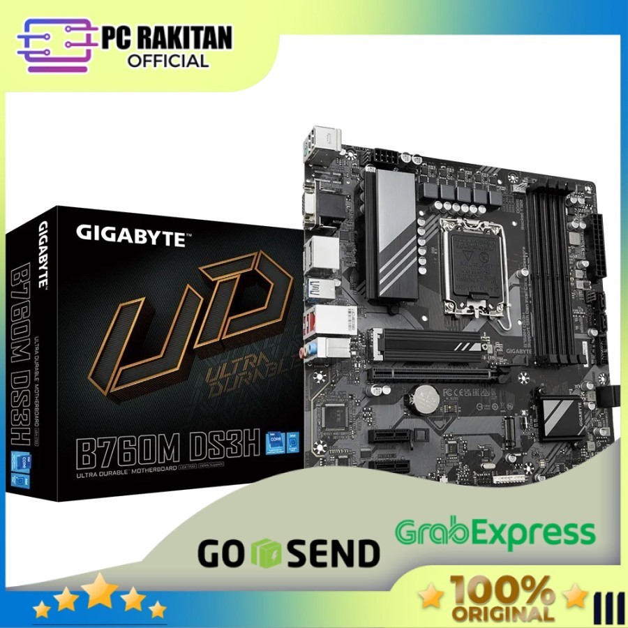 Jual GIGABYTE MOTHERBOARD MATX ULTRA DURABLE B760M DS3H DDR5 LGA1700 /INTEL | Shopee Indonesia