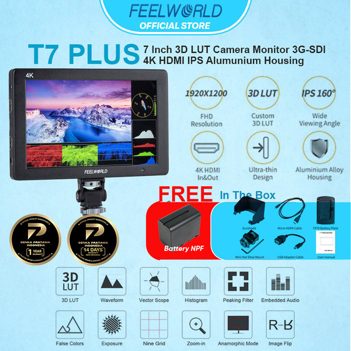 Jual FEELWORLD T7 Plus 7 inch Monitor Camera 3D LUT IPS 4K HDMI ...