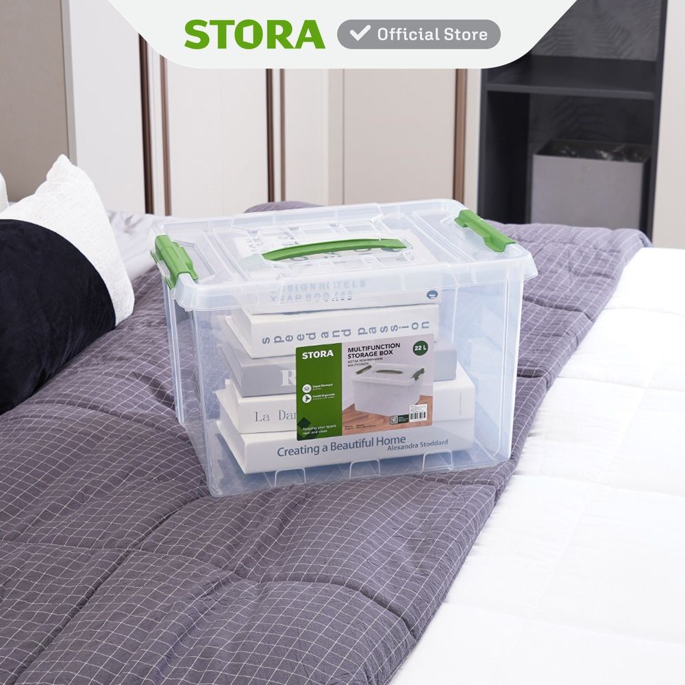 Jual Stora 40.5X30.5X25.7 cm Kotak Penyimpanan Clear - Hijau Container ...