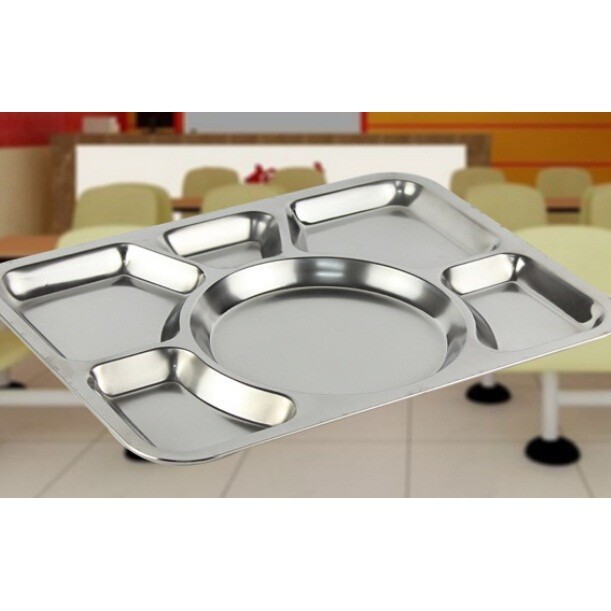 Jual Piring Nampan Stainless Steel 6 Kotak Piring Cepat Saji Tebal ...