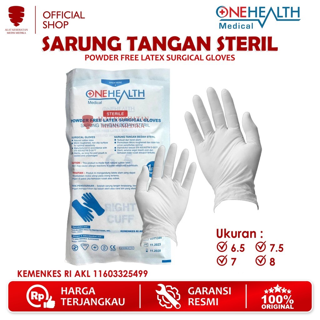 Jual OneHealth Sarung Tangan Sterile Handscoon Steril Latex Surgical ...