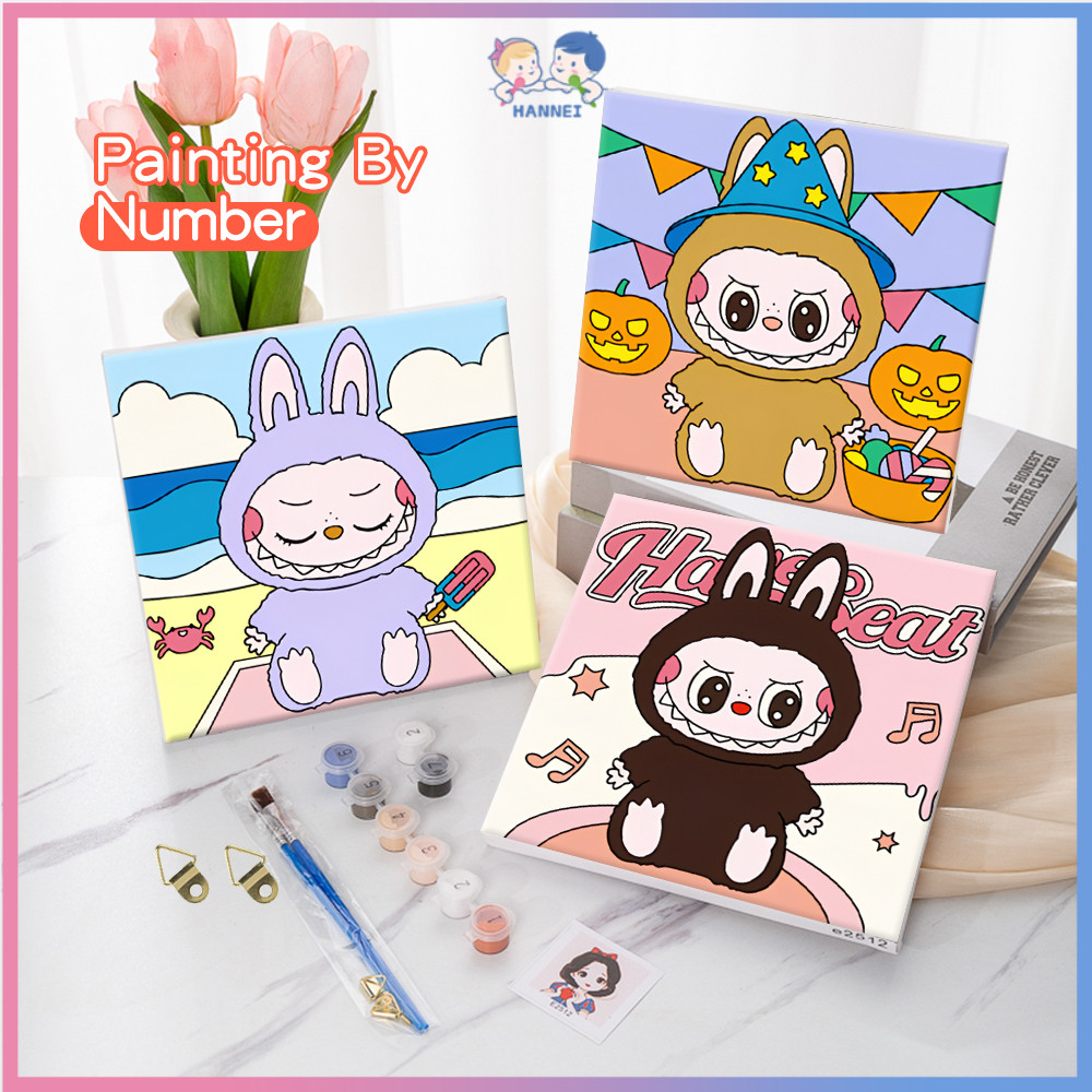 Jual Hannei Canvas Painting By Number Motif Labubu DIY Digital Painting ...