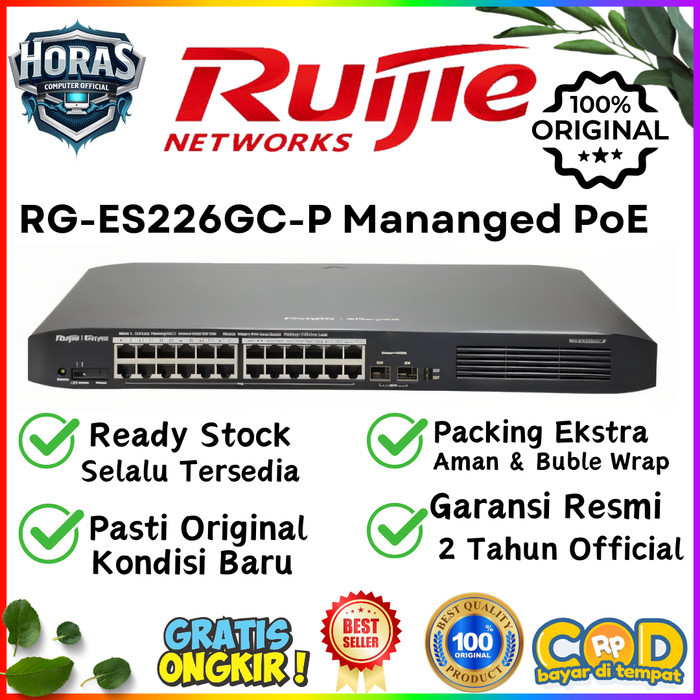 Jual Ruijie RG-ES226GC-P 26 Port 370W Cloud Managed PoE Switch | Shopee ...
