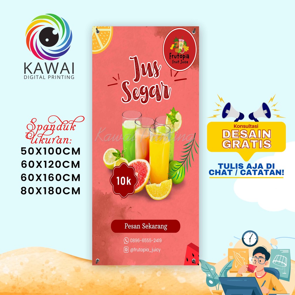 Jual Spanduk Banner MMT Aneka Minuman Jus Segar Merah Jambu Ukuran ...