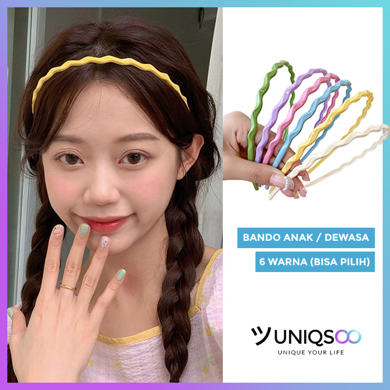 Jual UNIQSOO Bando Korea Polos Glossy Zig Zag Candy Gelombang Aksesoris Rambut Wanita Korean ...