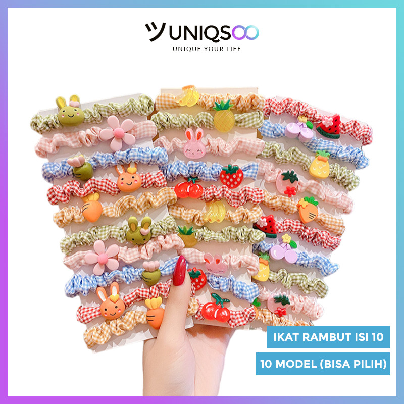 Jual UNIQSOO 10pcs Ikatan Rambut Set Anak Korea Kunciran Scrunchie Anak ...