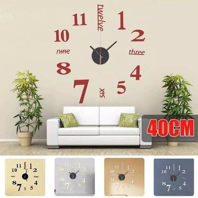 Jual [ORCHIDIA] Diameter 80-130cm DIY jam dinding cermin ukuran JUMBO ...