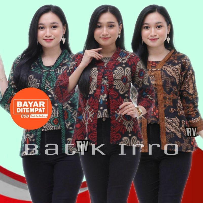 Jual Batik wanita ASJ SA HRB026 Kenongo Kemeja Tosca Pendek kerja kantor/ BATIK NASIONAL / BATIK ...
