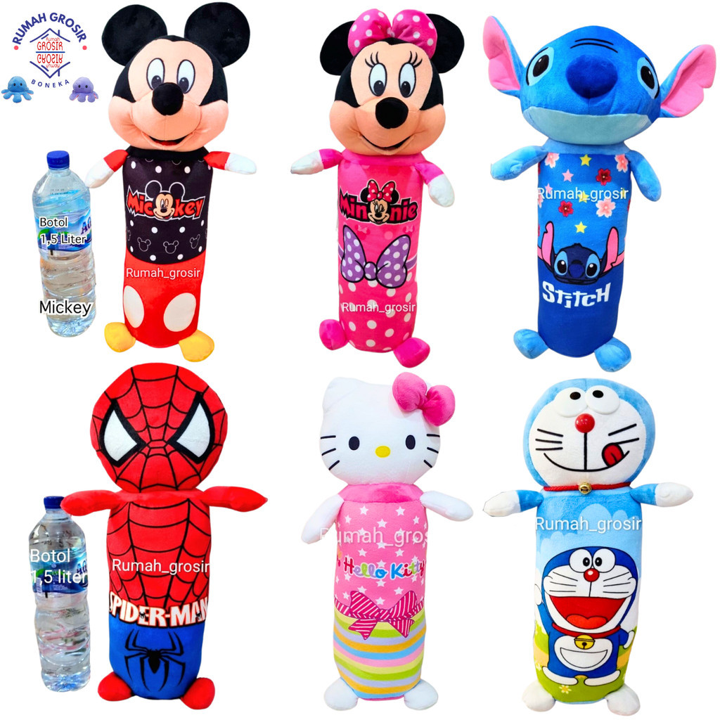 Jual Guling Boneka Hello Kitty Miki Mouse Mini Mouse Doraemon Spiderman ...