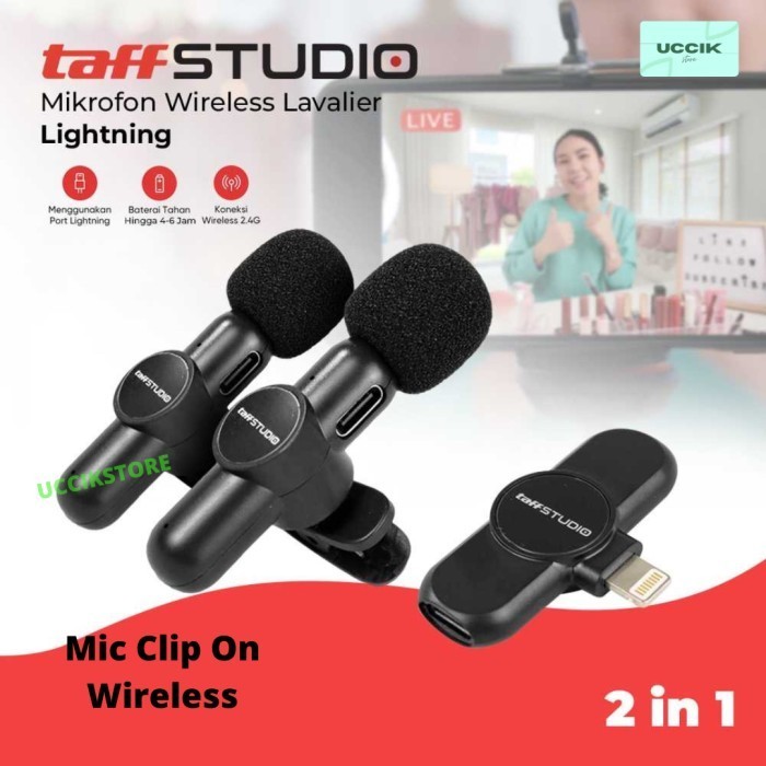 Jual Mic Lavalier Wireless Microphone Clip On HP Portable Vlog Youtuber Lightning Type C ...