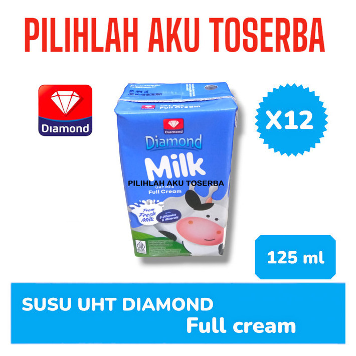 Jual Susu DIAMOND UHT Full Cream MINI 125 ml - ( HARGA 12 pcs ) | Shopee Indonesia