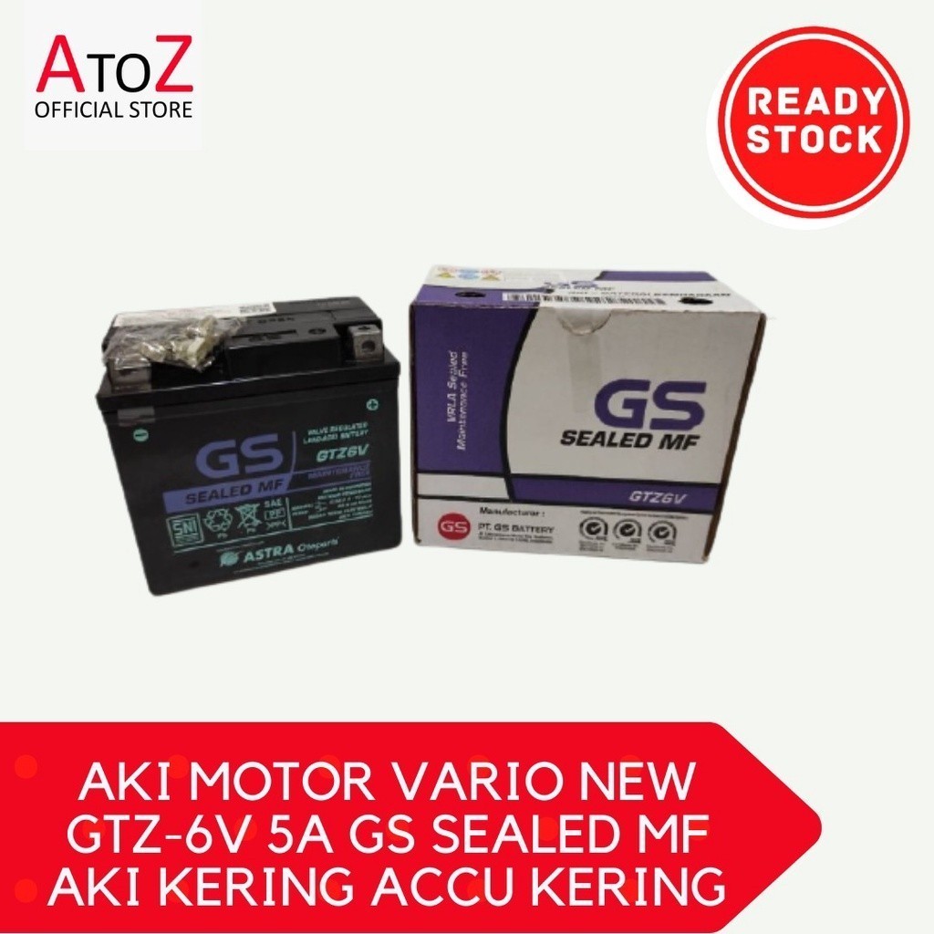 Jual AKI MOTOR VARIO NEW GTZ-6V 5A GS SEALED MF AKI KERING ACCU KERING | Shopee Indonesia