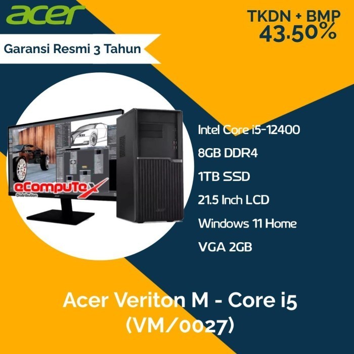 Jual PC Desktop Acer Veriton M - Core i5 (VM/0027) - 8GB 1TB - TKDN ...