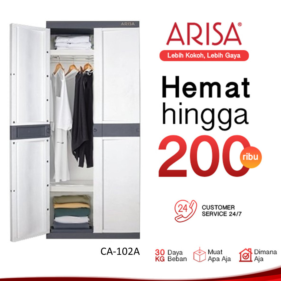 Jual Lemari Pakaian Plastik Elegan Dua Pintu Arisa CA102A | Shopee Indonesia