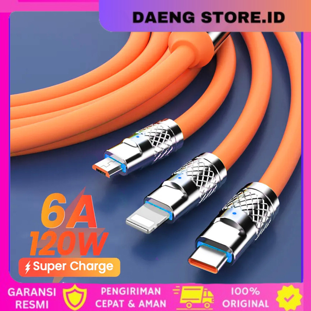 Jual Kabel Charger 3in1 Fast Charging Micro USB Lightning USB Type C ...
