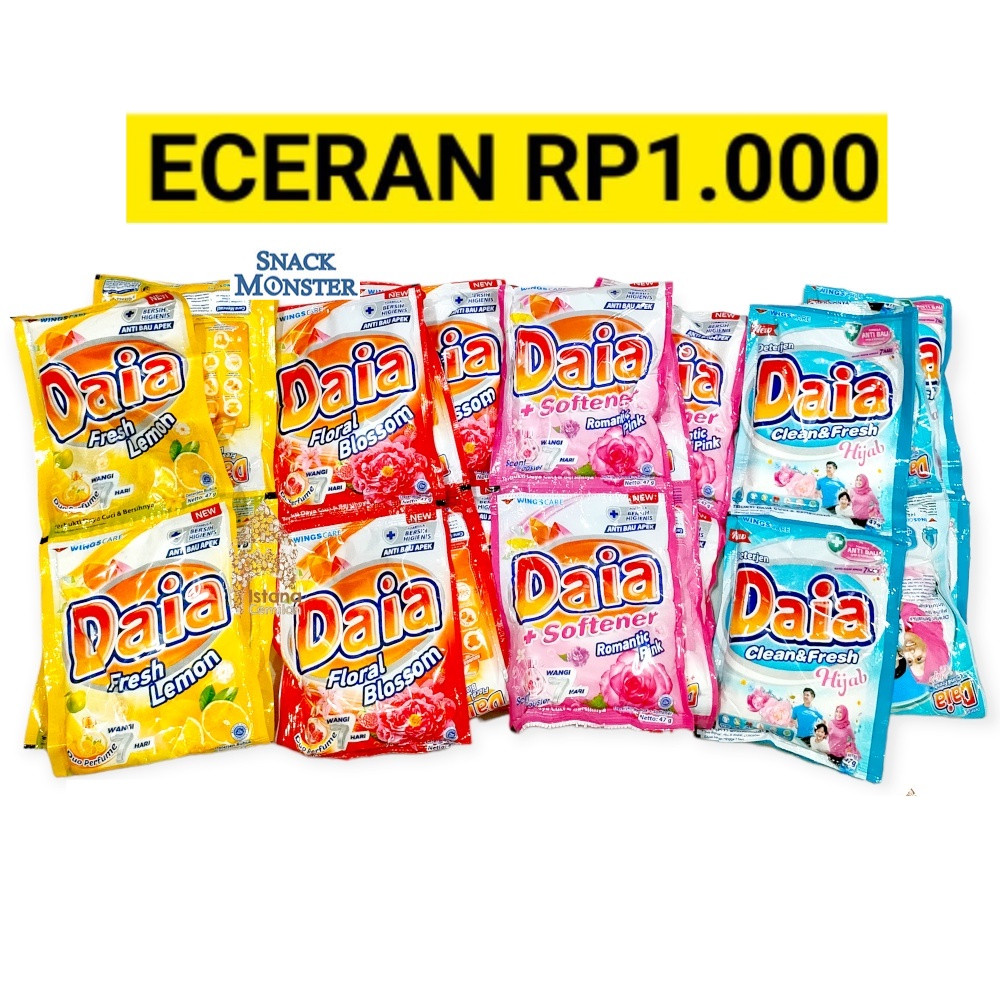 Jual Daia Detergent Bubuk Renceng 1000 - Netto 6 sct x 46 gr | Shopee ...