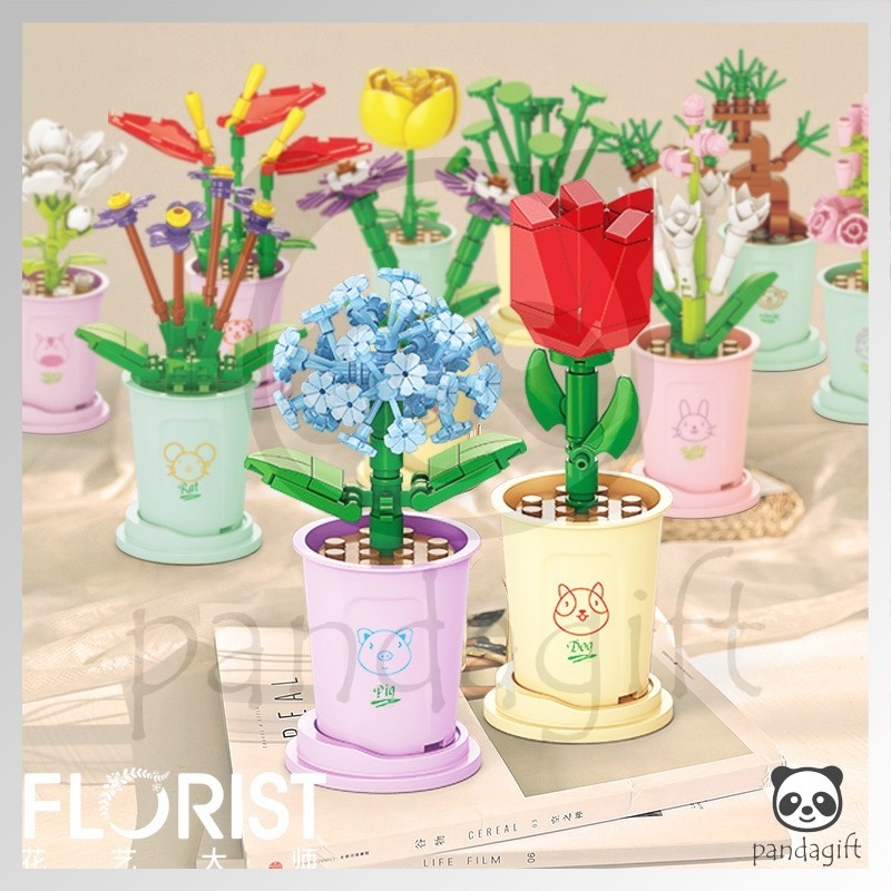 Jual Mainan Edukasi DIY Florist Tanaman Pot Balok Susun Pot Bunga ...