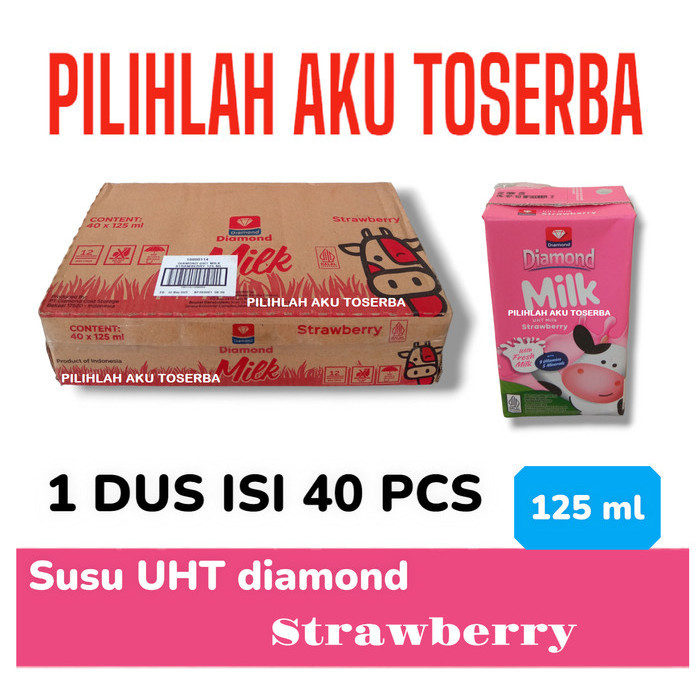 Jual Susu DIAMOND UHT STRAWBERRY MINI 125 ml - ( HARGA 1 DUS ISI 40 ) | Shopee Indonesia
