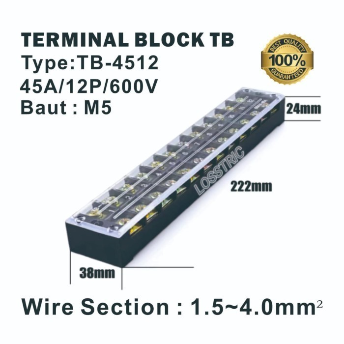 Jual TERMINAL BLOCK TB 4512 (45A 12Pole) | Shopee Indonesia