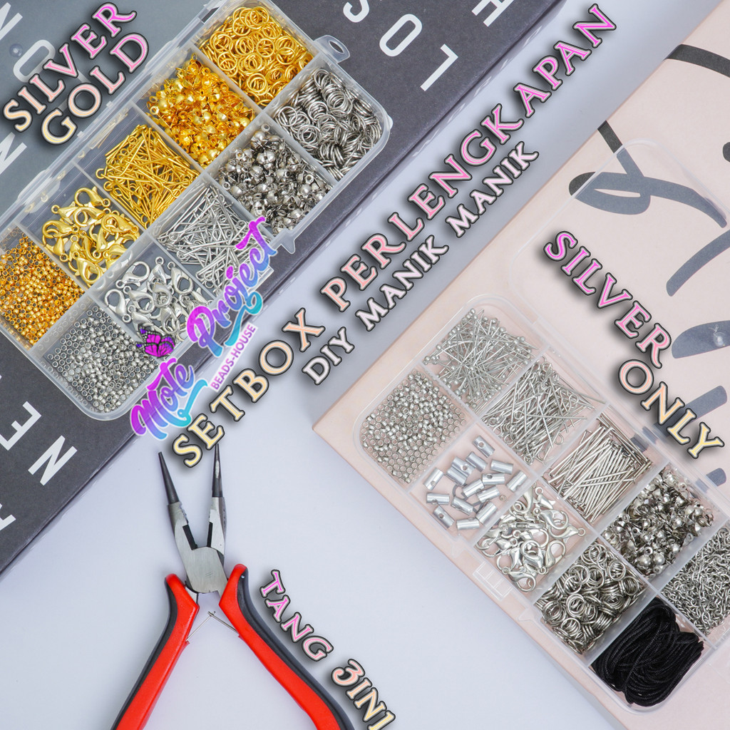 Jual DIY Set Box Perlengkapan Meronce Kerajinan Manik DIY Kokot Udang ...