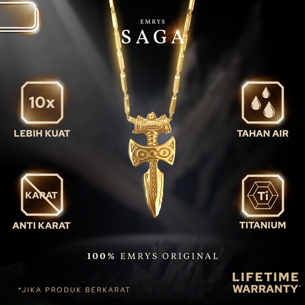 Jual BUY 1 FREE 2 GIFT Emrys Liontin Set SAGA Kalung Liontin Titanium ...