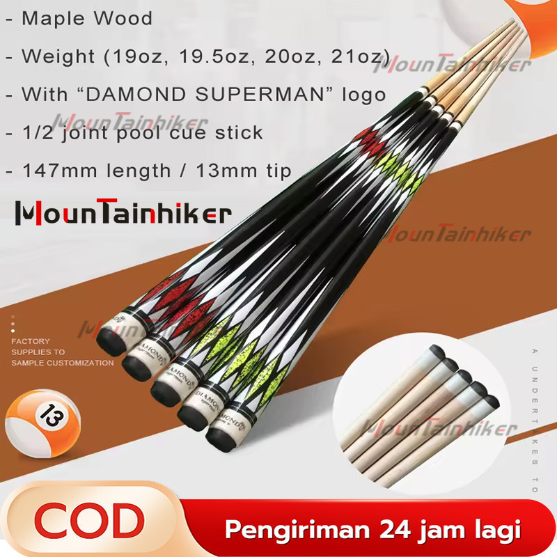Jual Cue Stick BIlliard Diamond 13mm Maple - Red stik billiar bilyar ...