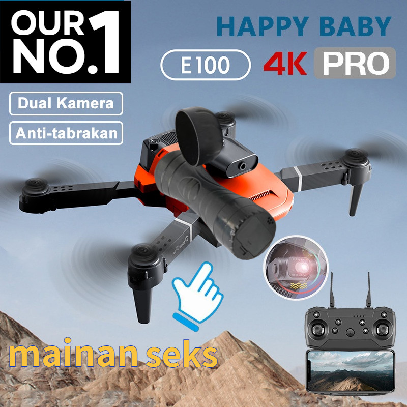 Jual (COD) Drone E100 Pro K6 dengan Dual Kamera 4K HD FPV WIFI Profesional Dilipat Drone Real ...