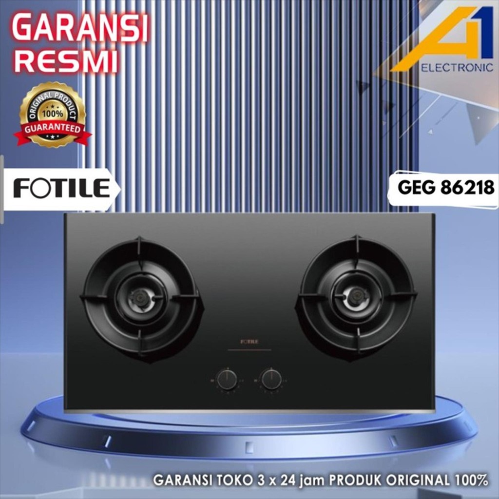 Jual FOTILE Kompor Gas Tanam GEG 86218 / GEG86218 Black Glass 2 Tungku ...