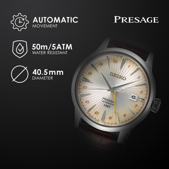Jual Seiko Presage SSK041J1 SSK041 Cocktail GMT Acacia Ivory Dial Brown ...