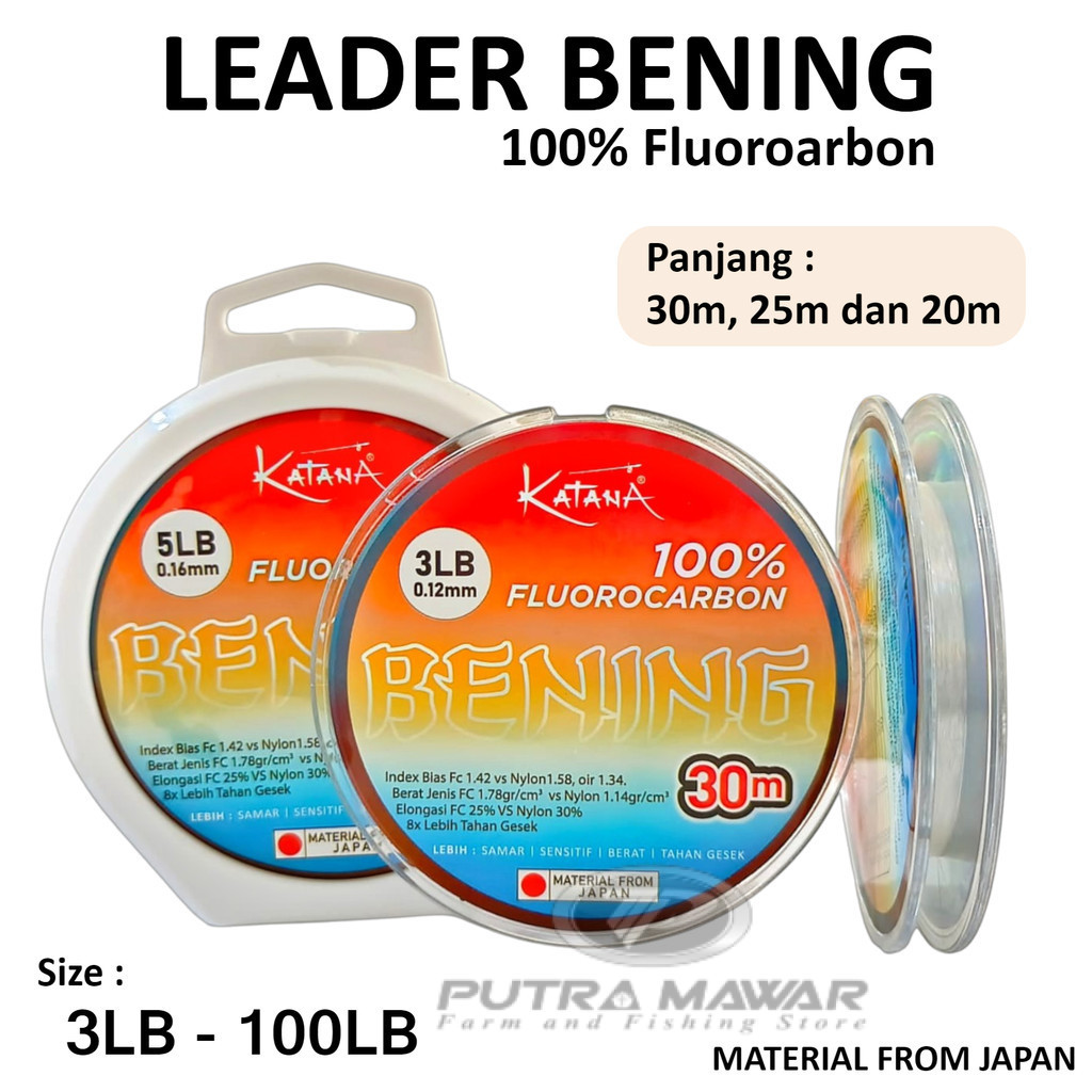 Jual Leader Katana Bening Panjang 30m Senar Pancing Leder 100% Fluorocarbon Japan Material Warna ...