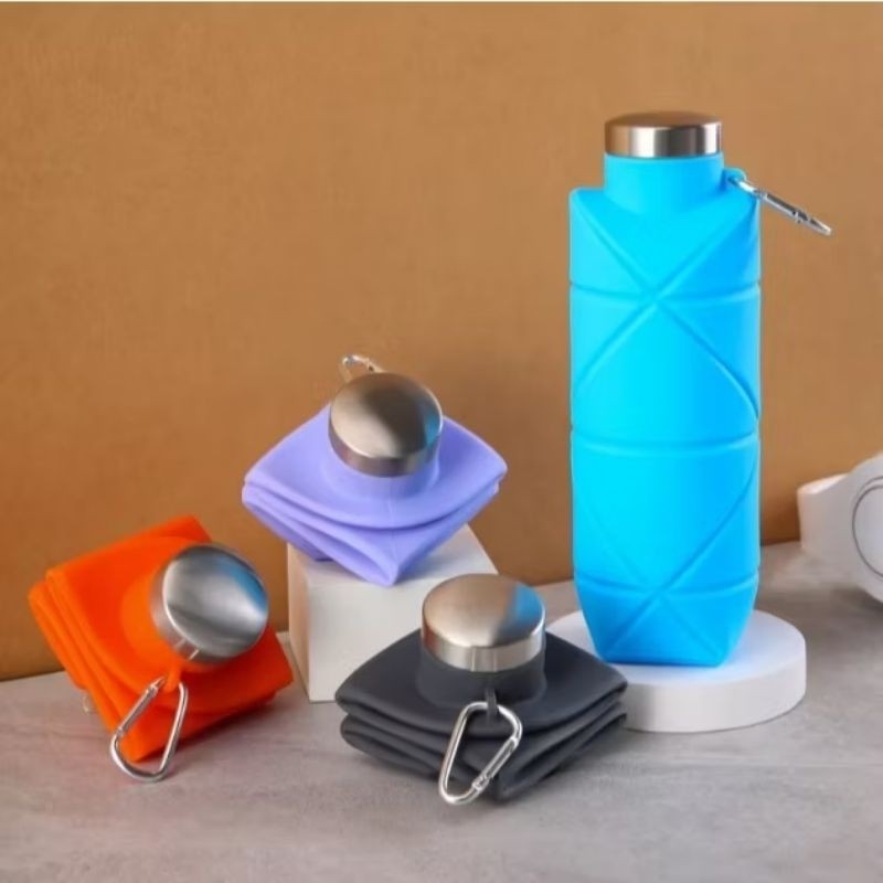 Jual pekanbaru / BOTOL MINUM LIPAT Collapsible Reusable Silicone Water ...