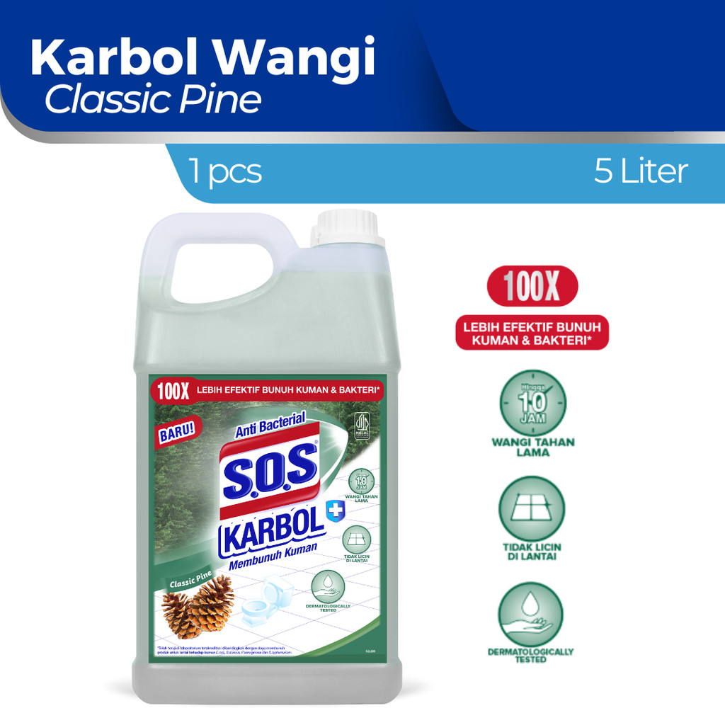 Jual SOS Karbol Jerigen / Jerrycan 5Liter Classic Pine [10.2026 ...