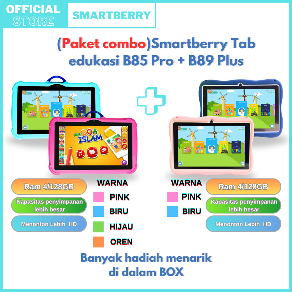 Jual (Paket combo) Smartberry Tab edukasi B85 Pro + B89 Plus,Banyak ...