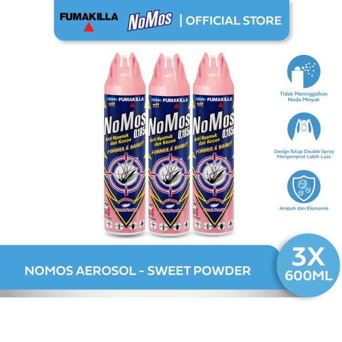 Jual Paket isi 3-NoMos Aerosol Sweet Powder 600ml | Shopee Indonesia