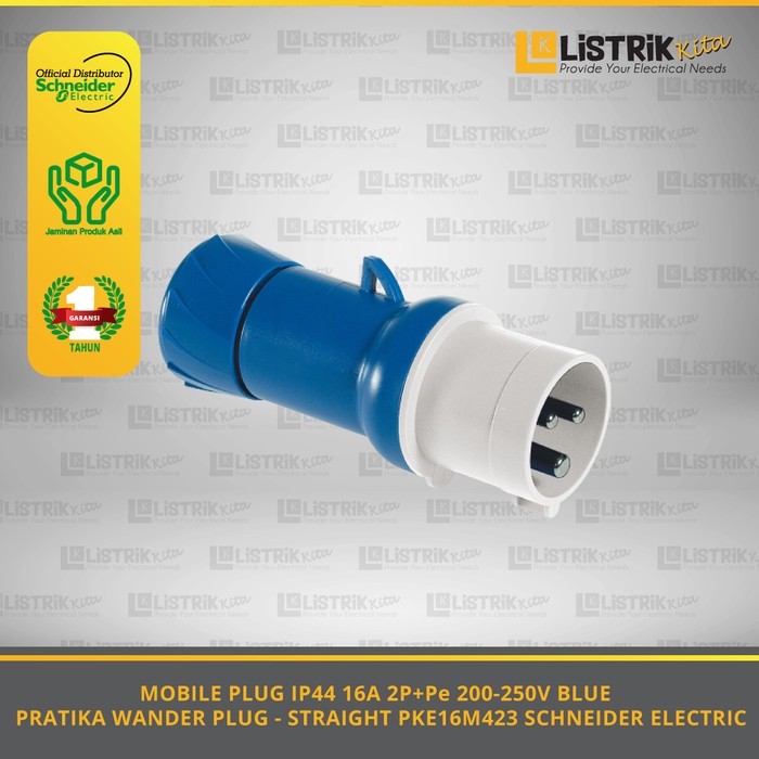 Jual MOBILE PLUG PRATIKA SCHNEIDER ELECTRIC IP44 16A 2P+PE 200-250V ...
