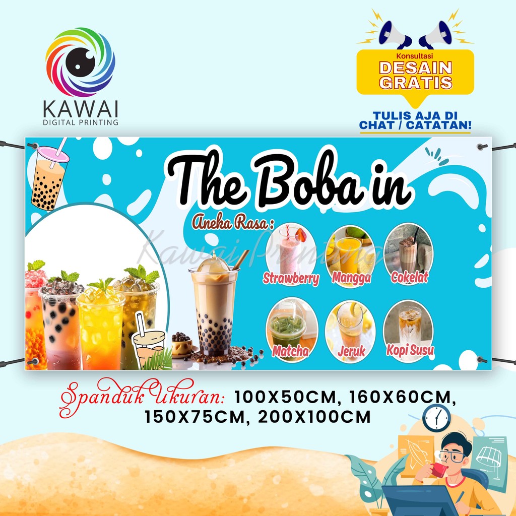 Jual Spanduk Banner MMT Minuman Boba Aneka Rasa Rekuest 200x100 Cm ...