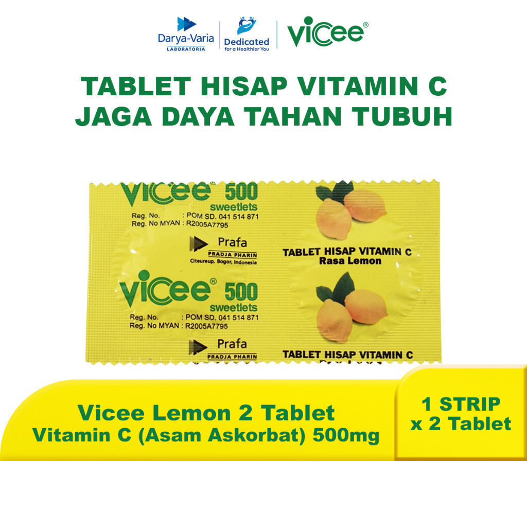 Jual Vicee Lemon Vitamin C Suplement Harian Isi 2 Tablet Hisap (1 Strip ...