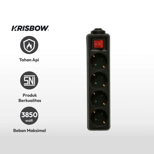 Jual Krisbow Stop Kontak 4 Socket - Hitam | Shopee Indonesia