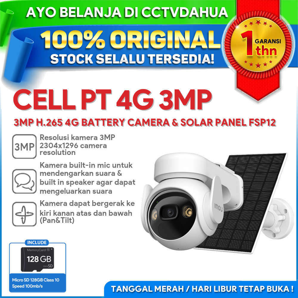 Jual IMOU CELL PT 4G 3MP 2K & SOLAR PANEL FSP12 H265 15.000MAH BATTERY ...