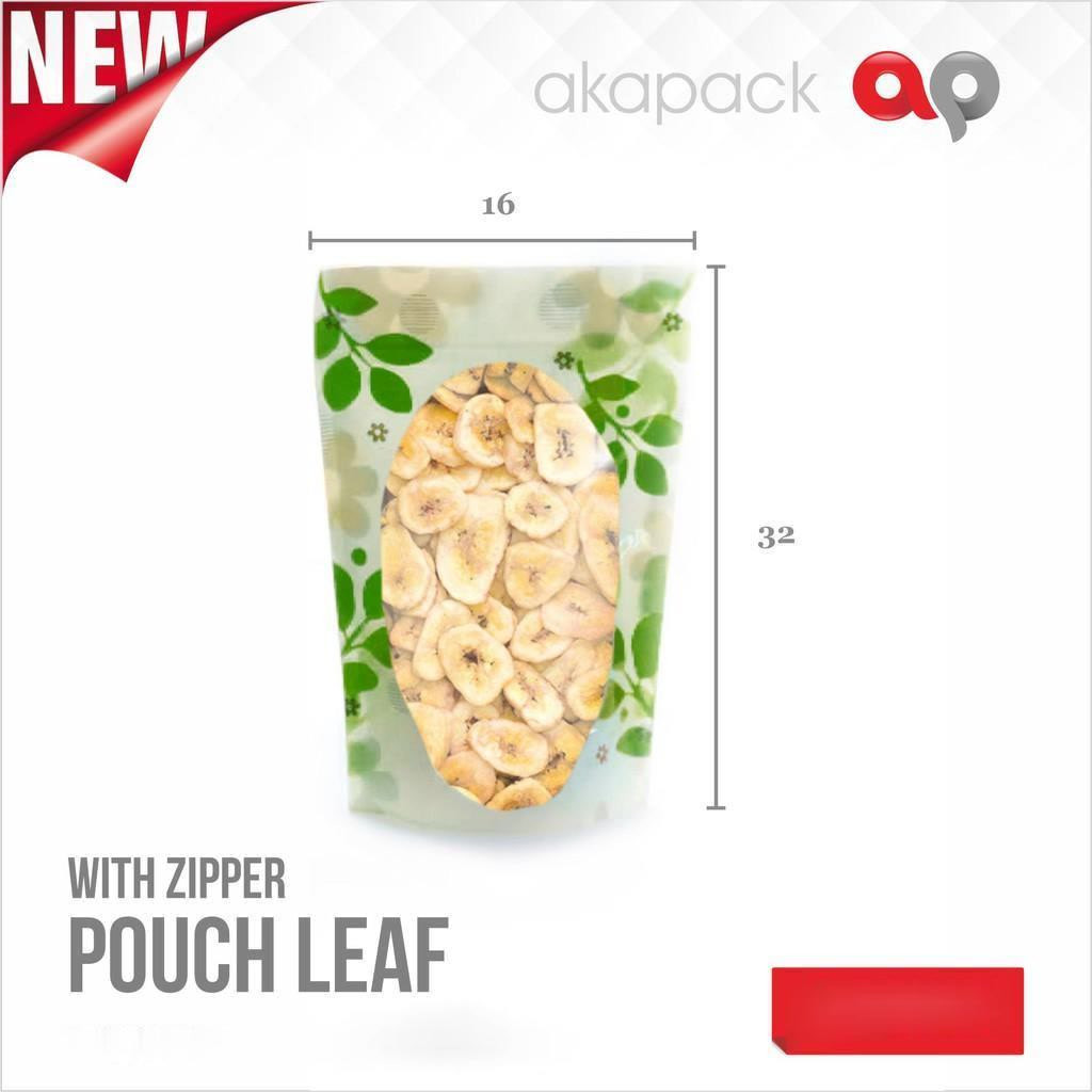 Jual 16x32cm KEMASAN STANDING POUCH LEAF packaging window dengan zipper ...